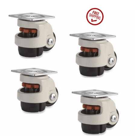 Set of 4 Heavy Level Caster with 2-1/2" Nylon Wheel, Retractable Leg ...