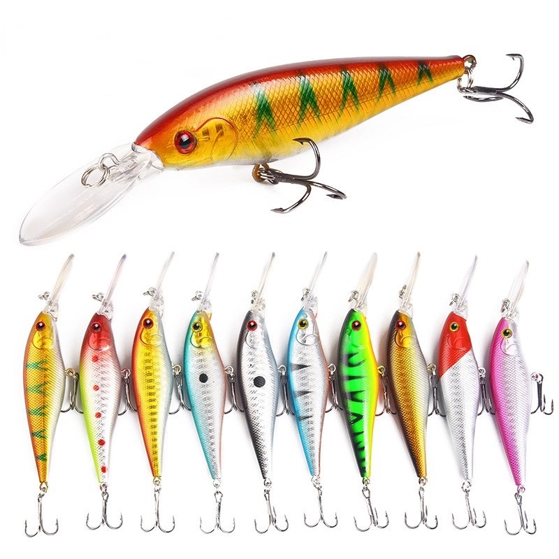 10PCS 11cm/9.5g Fishing Lure Minnow Lure with Treble Hook Swimbait Fishing Bait Sinking Lure ...