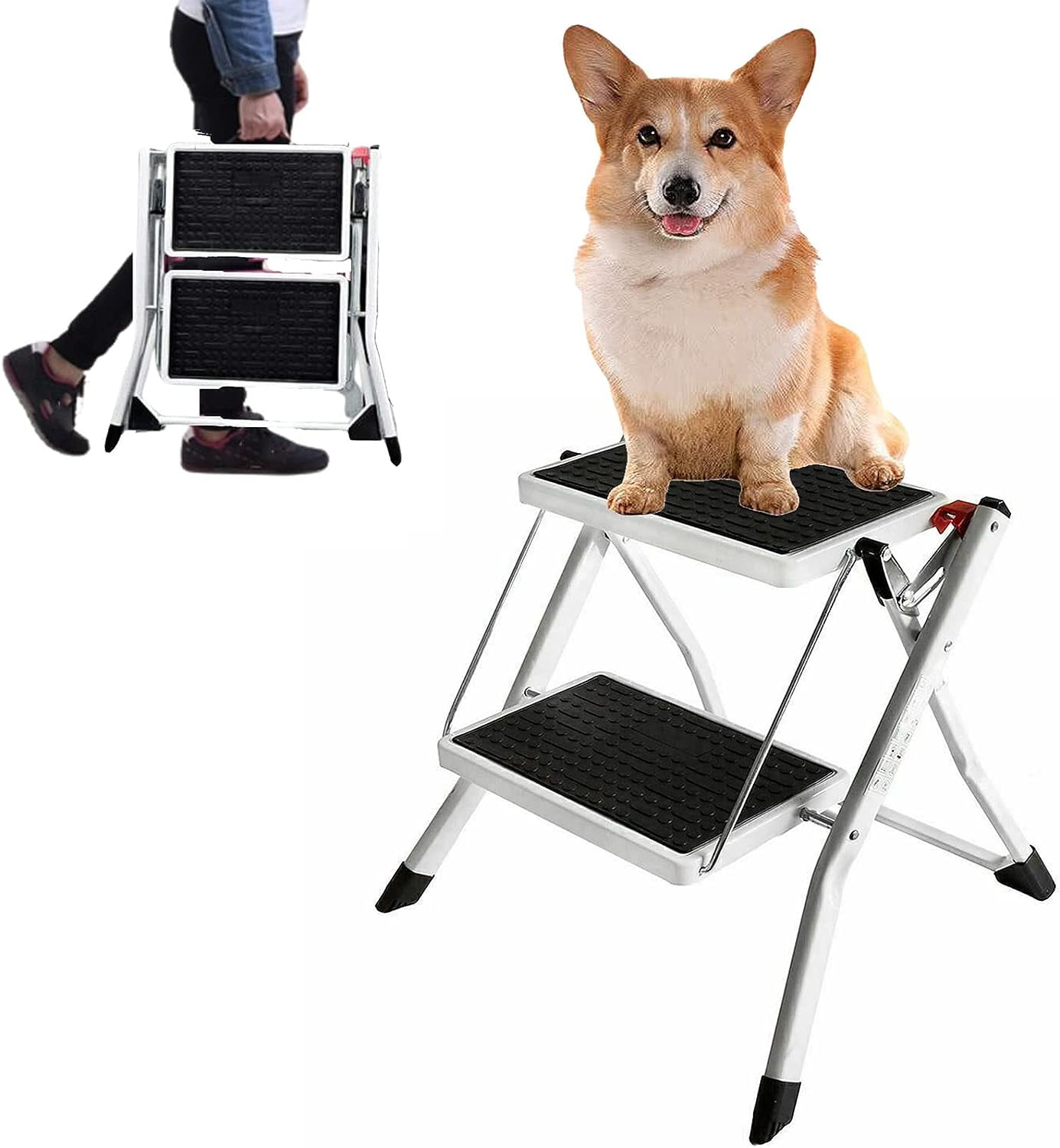 Step Stool 2 Step Mini Folding Step Stool with Wide Anti-Slip Pedal ...