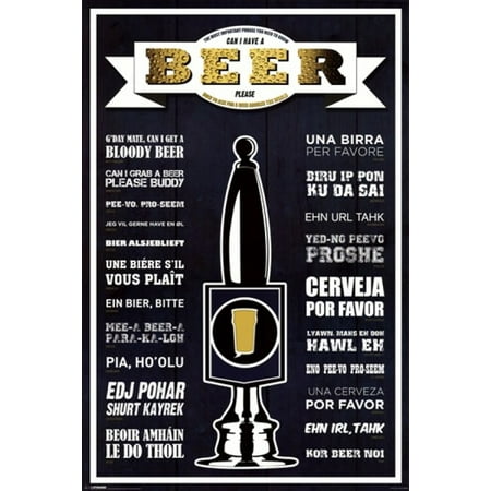 Can I Have a Beer Please - Languages Laminated Poster (24 x 36 ...