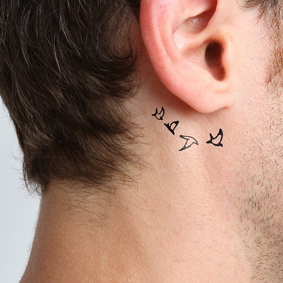 Behind Ear Bird Tattoos