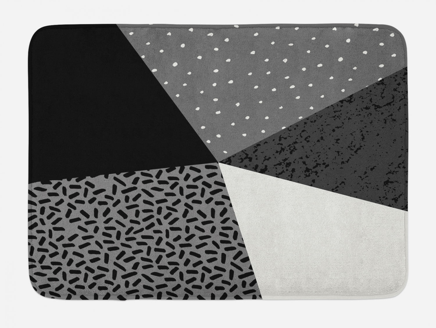 Black and Grey Bath Mat, Grunge Dots and Lines Design Minimalist ...