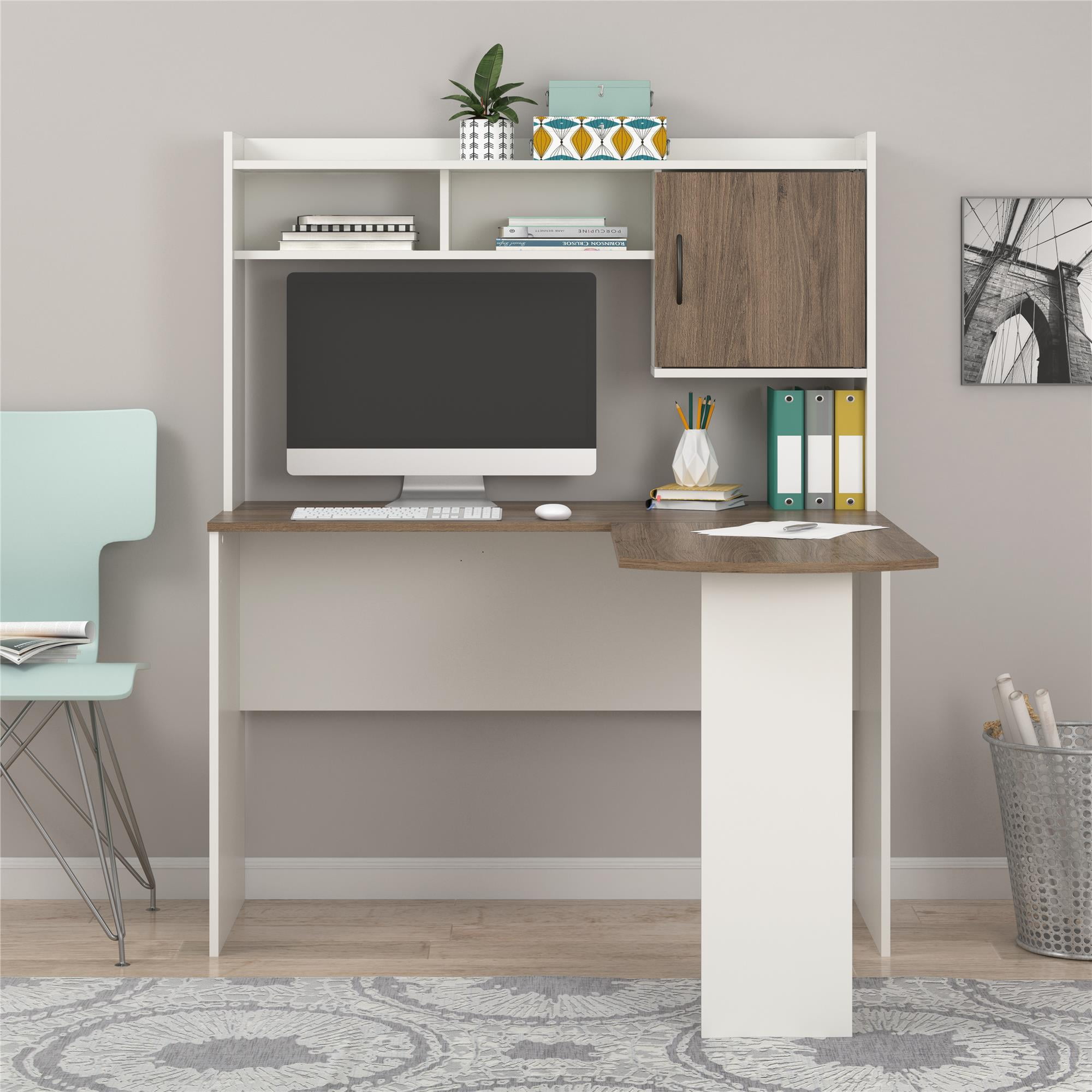 Mainstays L-Shaped Desk with Hutch, White - Walmart.com