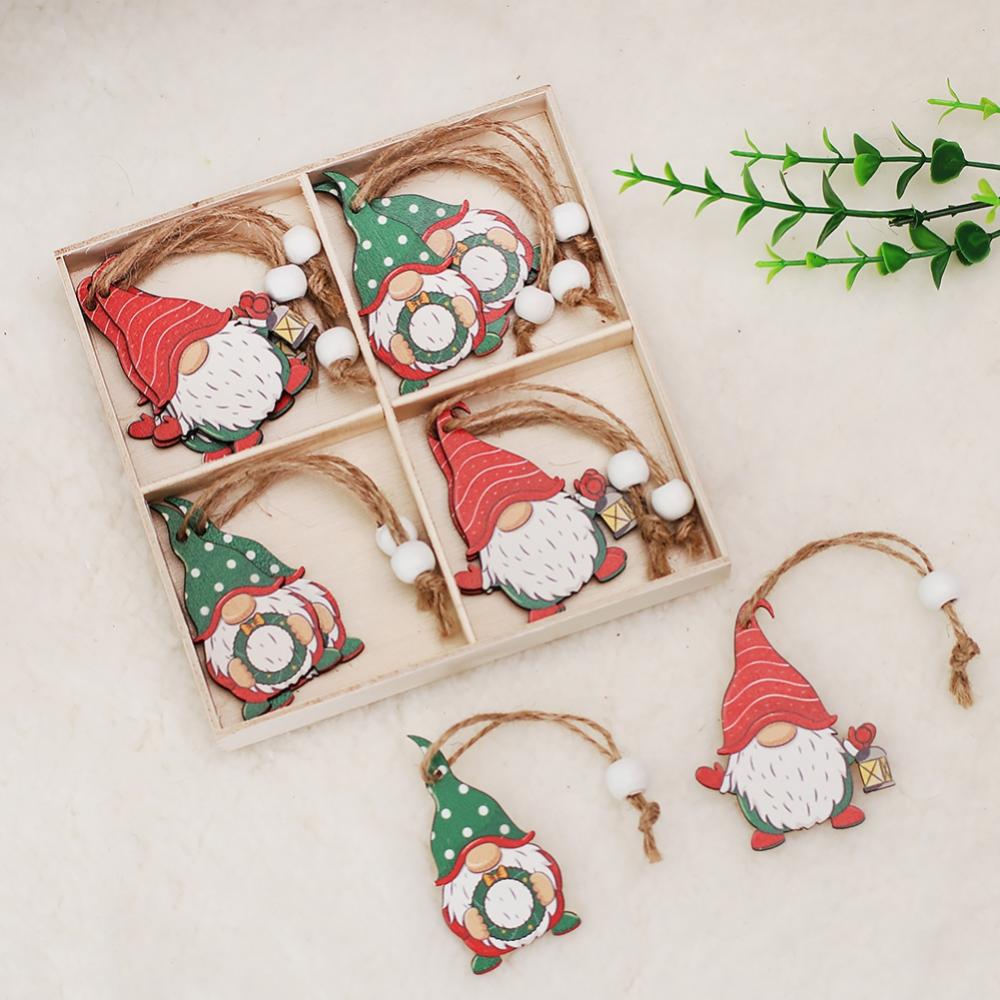 12 Pieces Christmas Gnome Wooden Hanging Ornaments Santa Gnome ...