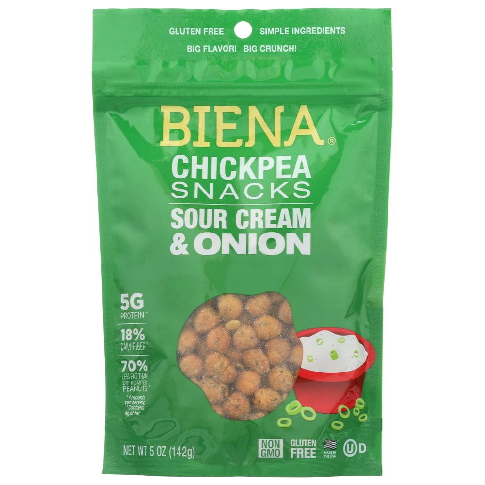 Biena Chickpeas Snacks, Sour Cream & Onion, 5 Oz. Bag - Walmart.com ...