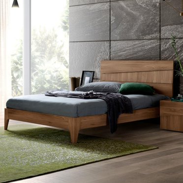 Birch Glossy Queen Bed wLED Contemporary Modern Made in Italy ESF Platinum Legno - Walmart.com