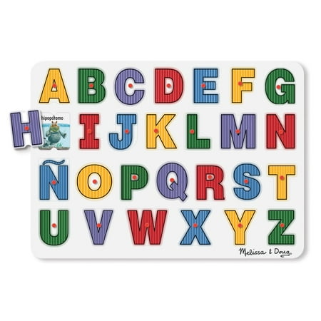 Melissa & Doug See-Inside Spanish Alphabet Wooden Peg Puzzle (27 pcs ...