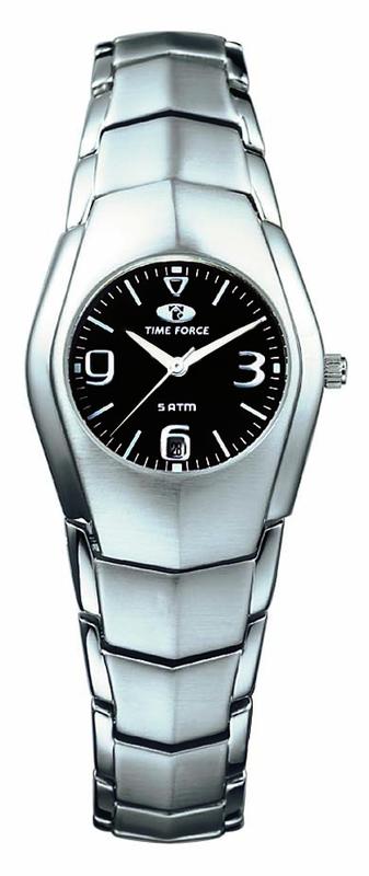 WATCH TIME FORCE STAINLESS STEEL BLACK SILVER WOMEN TF2296L 01M ...