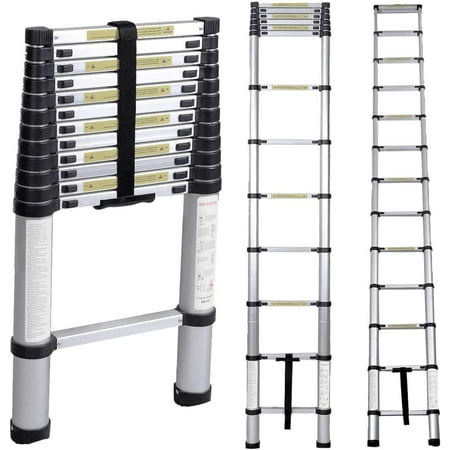 SogesHome 12.5ft Aluminum Folding Ladder Telescopic Extension Ladder 12 ...