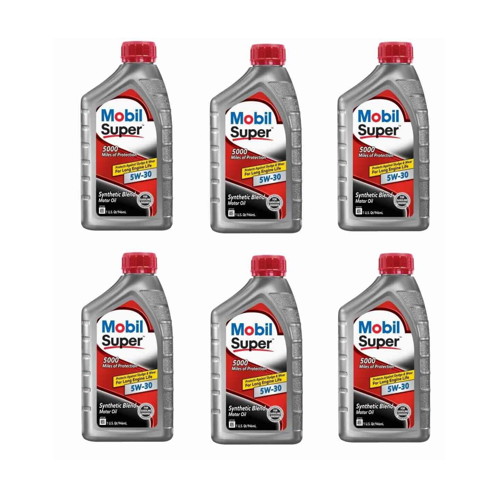 6 Quart Engine Motor Oil Mobil Super Synthetic Blend SAE 5W-30 MPN ...