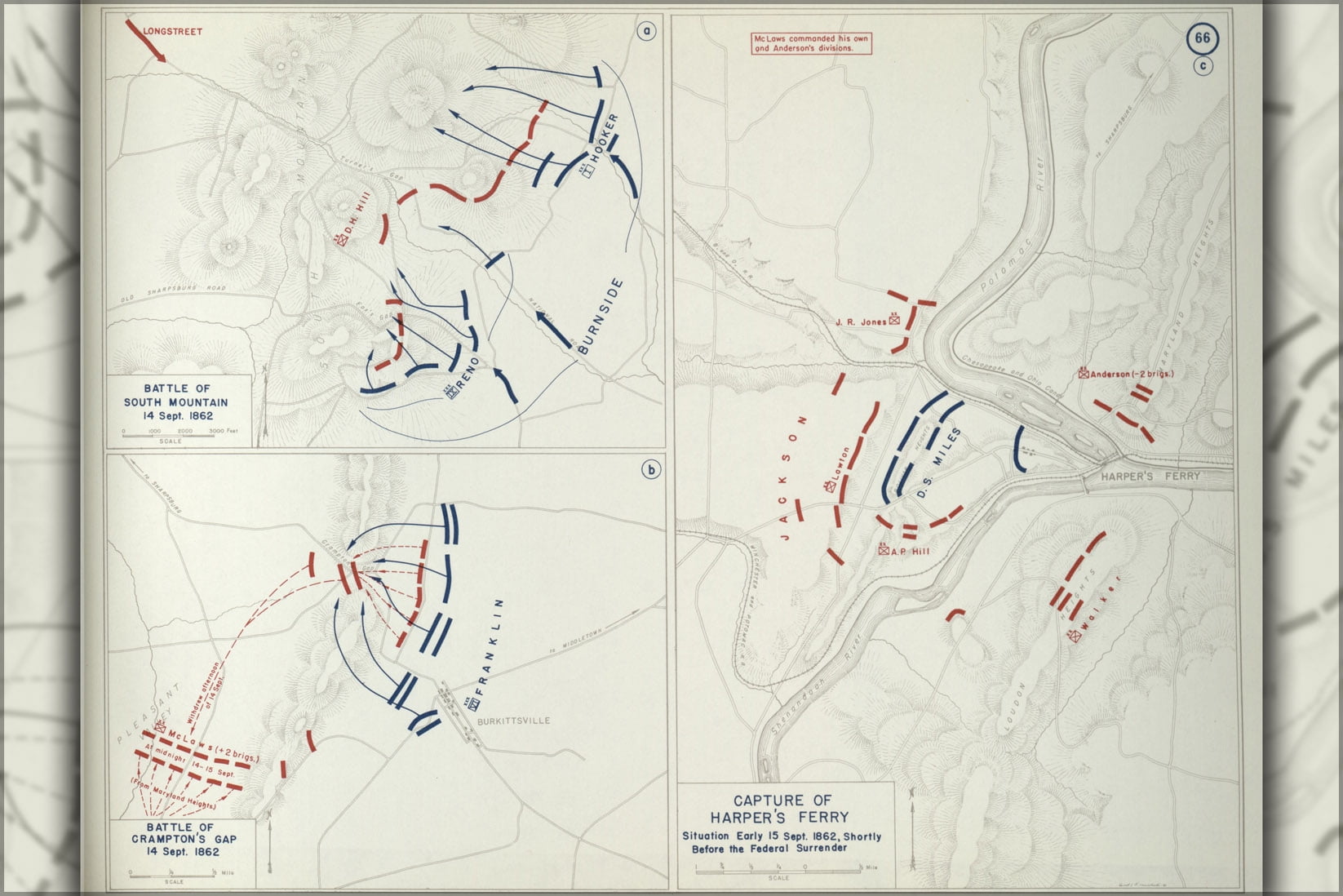 24"x36" Gallery Poster, map of American Civil War Antietam Campaign ...