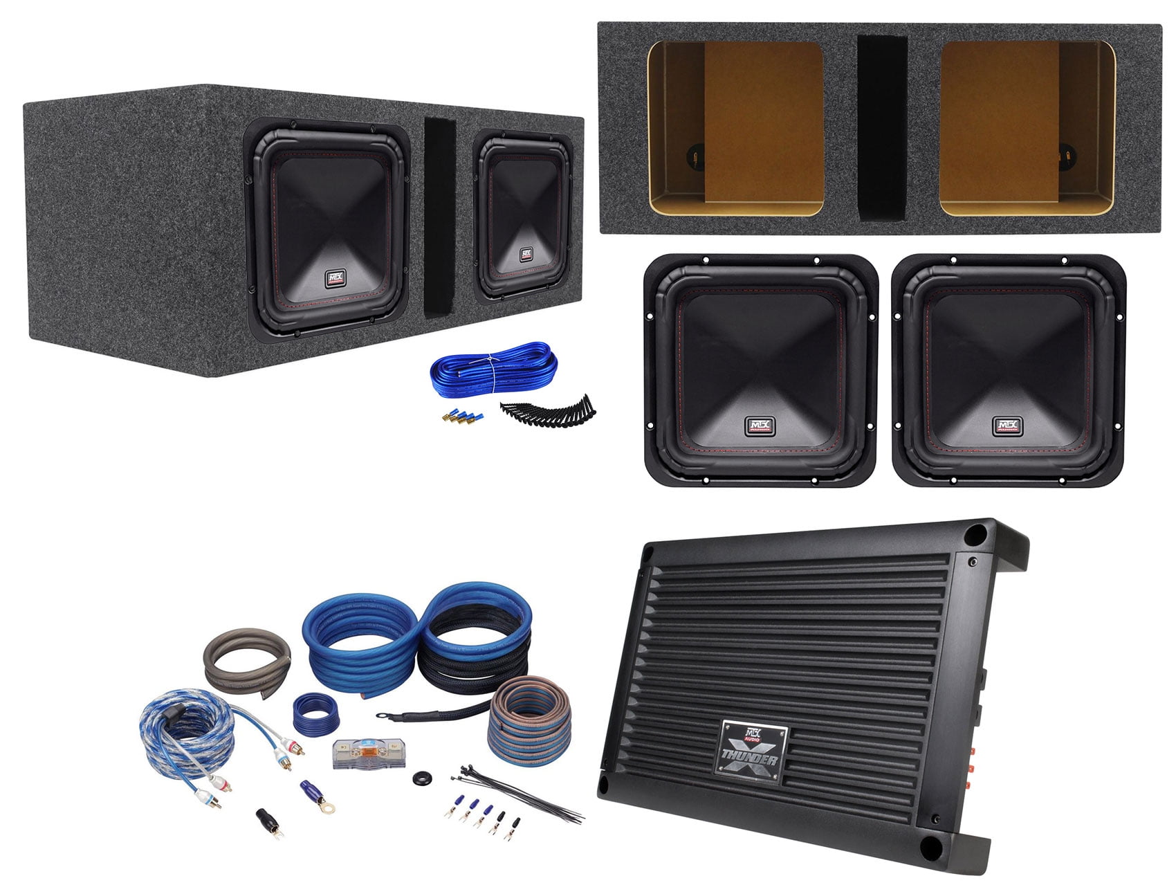 (2) MTX S6510-44 10" 1000w RMS Subwoofers+Vented Sub Box+MTX Amplifier ...
