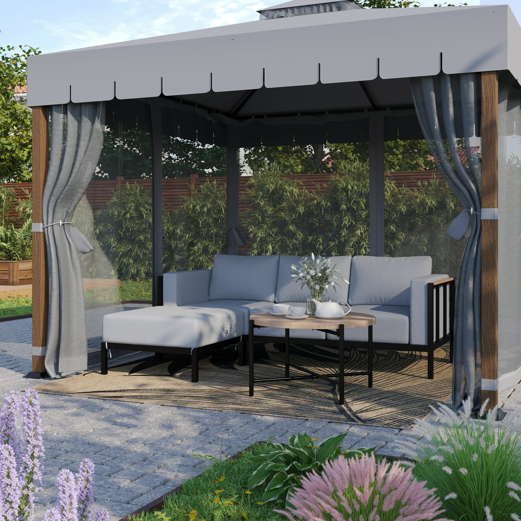 Click here for Hometrends Westmont 4-Piece Steel Outdoor Sectiona... prices