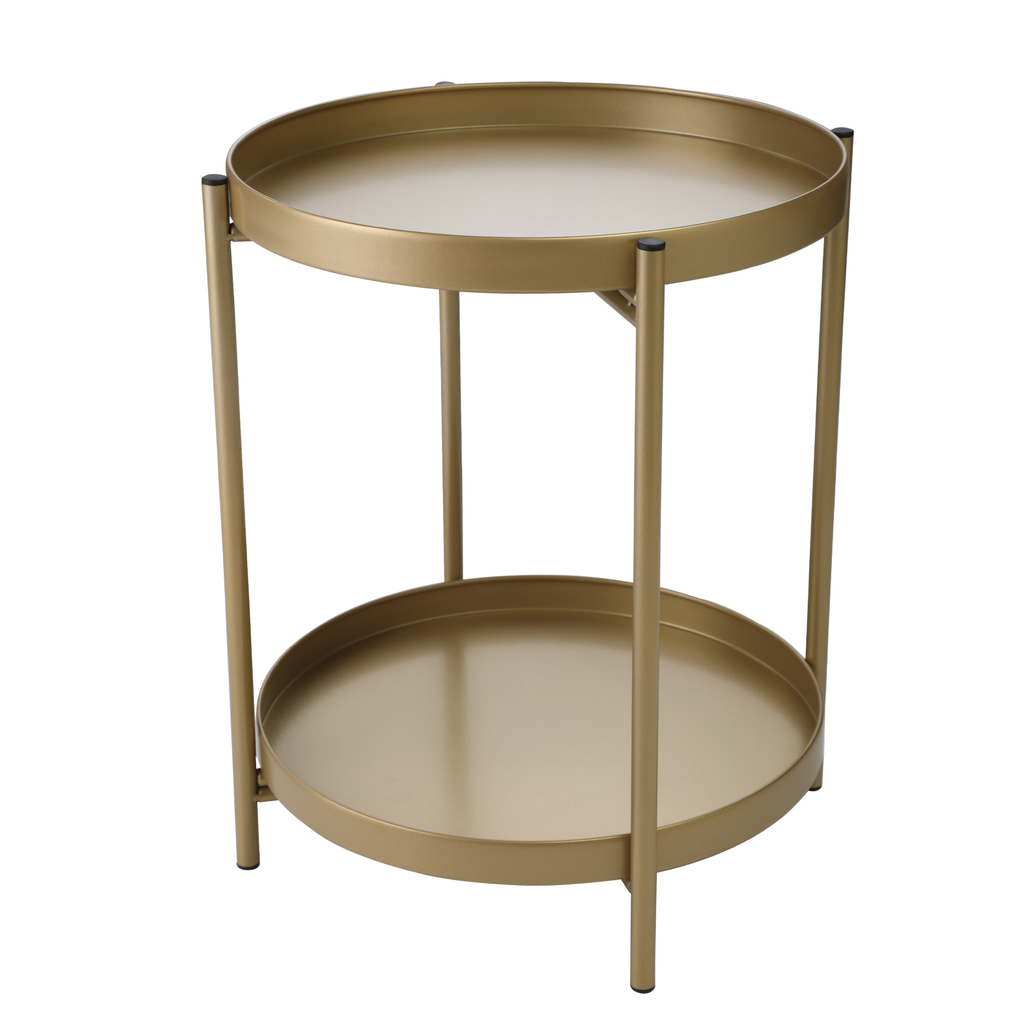 Veryke 2-Tier Round Removable Tray Coffee Table, Metal Waterproof End ...