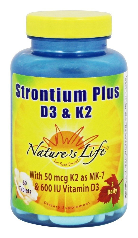 Nature's Life Strontium Plus Vitamins D3 & K2 | Bioavailable Formula ...