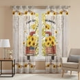 Farm Sunflowers Sheer Curtains 96 Inch Long 2 Panels, Summer Floral ...