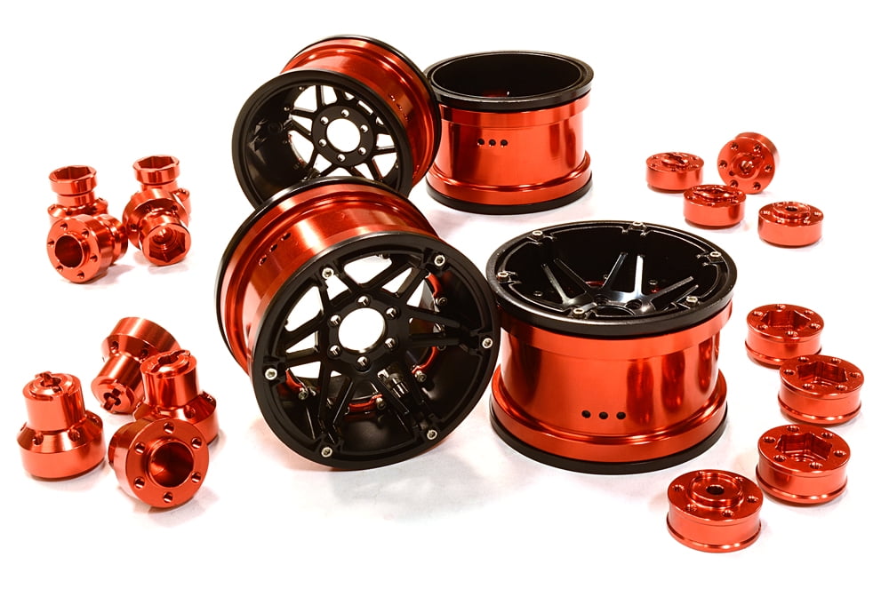 Integy RC Toy Model Hop-ups C26523RED Billet Machined 6 Spoke Wheels w ...
