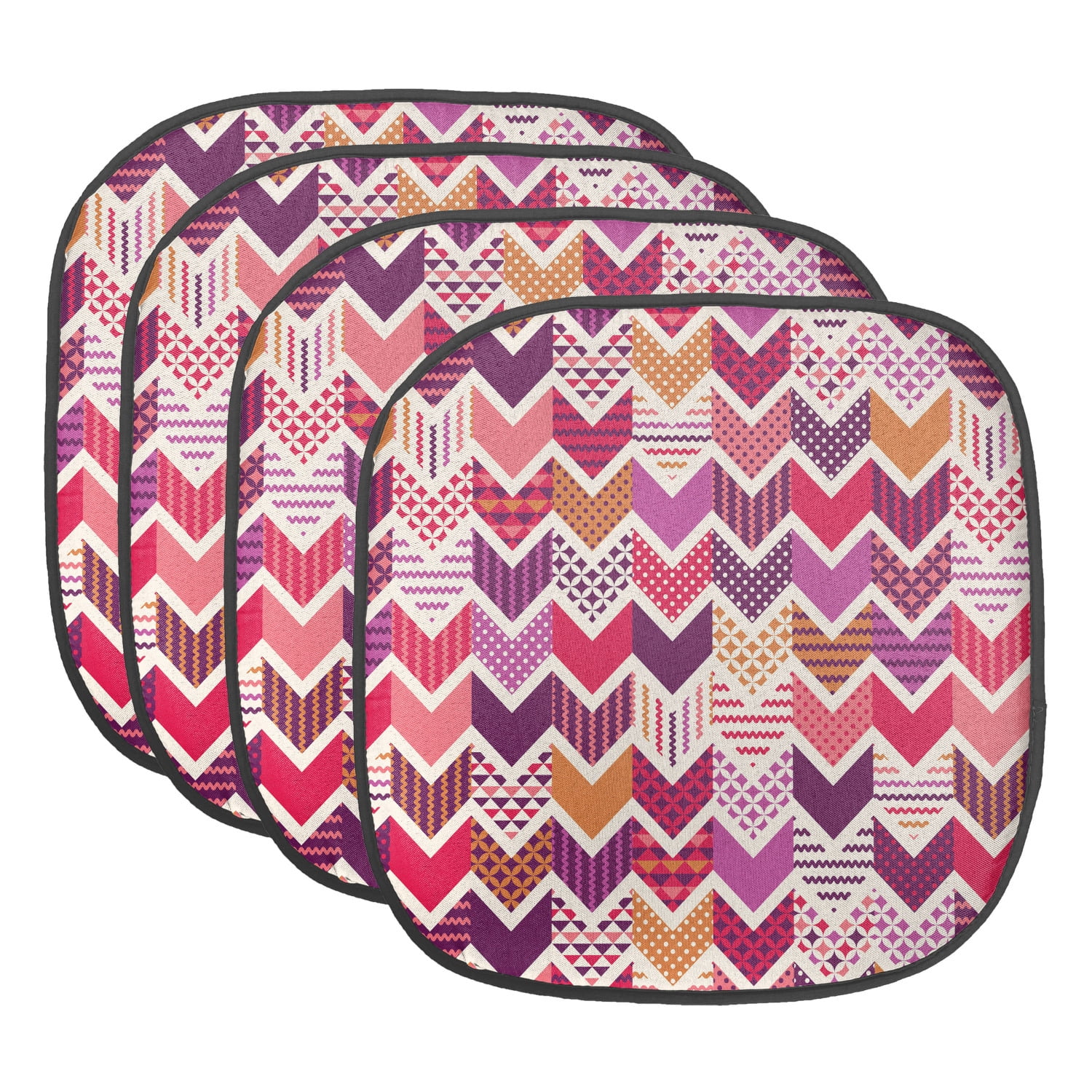 Chevron Chair Seating Cushion Set of 4, Colorful Arrow Motifs Chevron ...