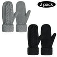 Loritta 2Pcs Warm Winter Gloves for Women - Cozy Knit Thick Mittens with Soft Lining for Cold ...