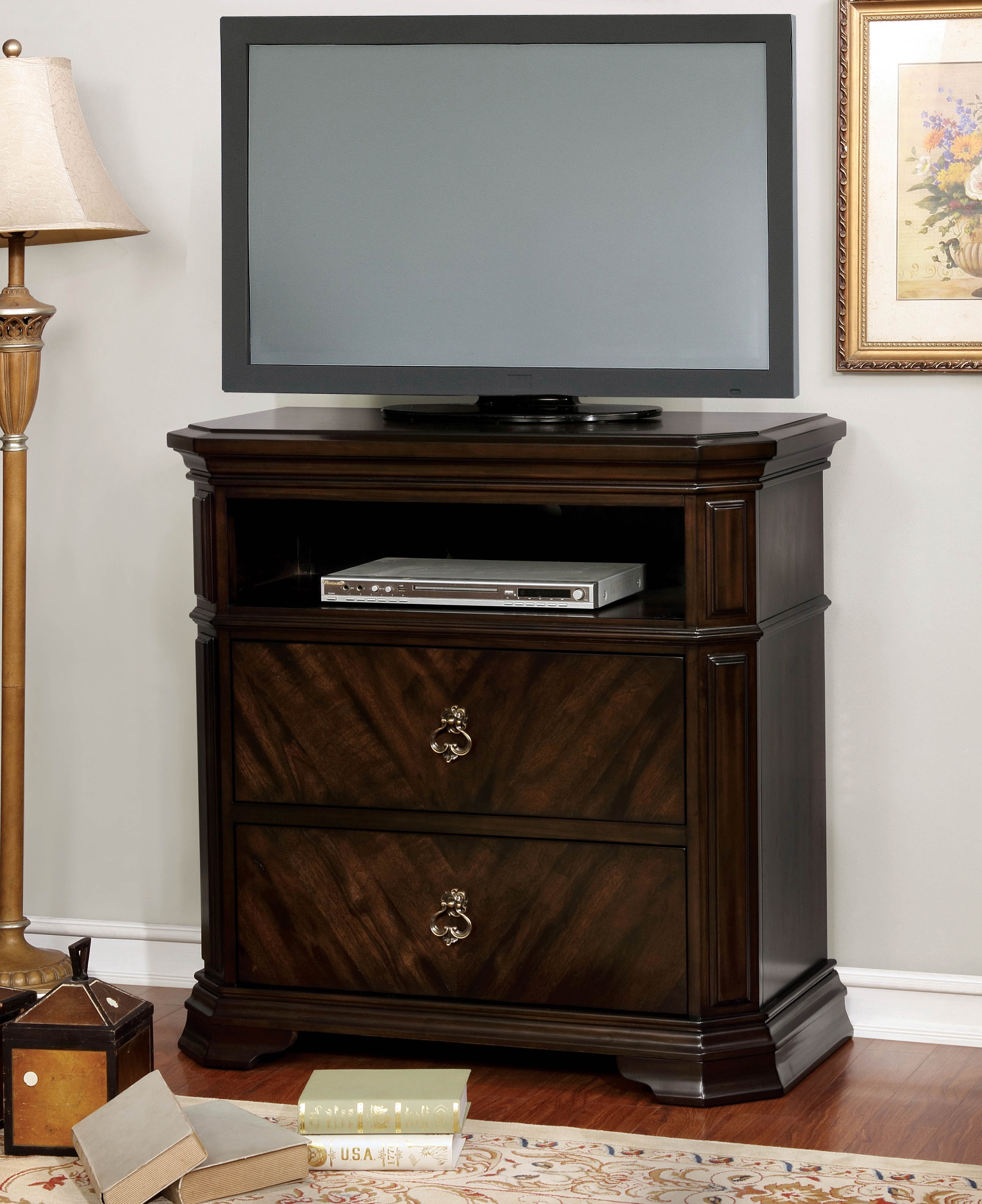 Furniture of America Petersen Traditional 2-Drawer TV Stand, 38 ...