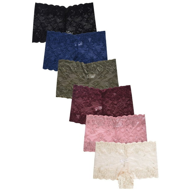 LAVRA Women's Sexy Lace Boyshort Bikini Multi Pack 6 Hipphugging ...