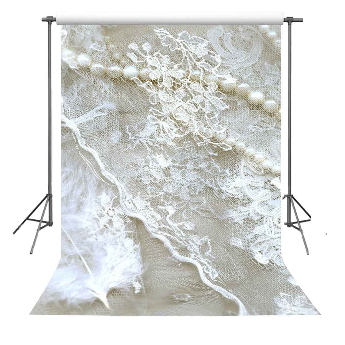 Polyester Fabric 5x7ft Pearls Under White Hole Net Photography Backdrop ...