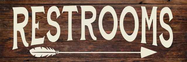 Restrooms with Right Arrow Restaurant Bar Rustic Looking Wood Sign Wall ...
