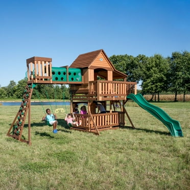 Backyard Discovery Tucson Cedar Wooden Swing Set - Walmart.com
