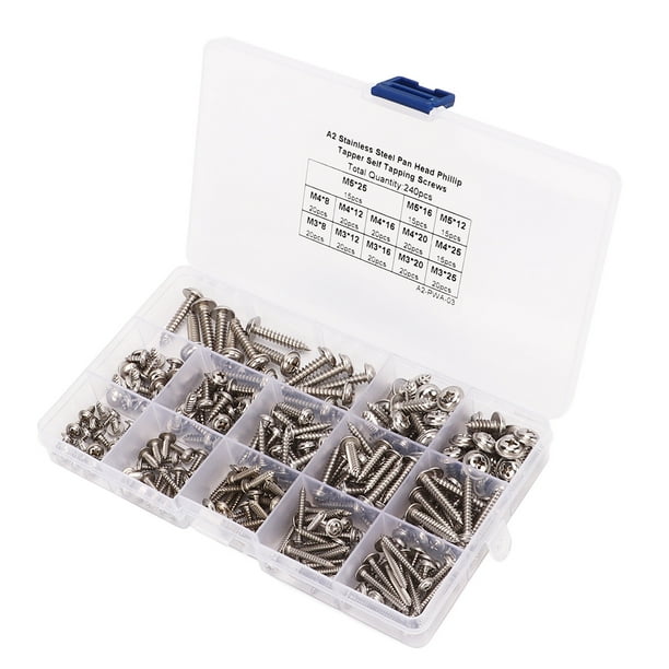Kit d'Assortiment de Vis Autotaraudeuses, Vis Autotaraudeuses 240pcs Vis Autotaraudeuses ...