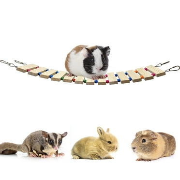 Dilwe 3Sizes Pet Ladder Bridge Steps Climbing Swing Wooden Mouse Rat ...