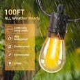 Remote Control Outdoor String Lights - 100FT Dimmable Waterproof Patio ...