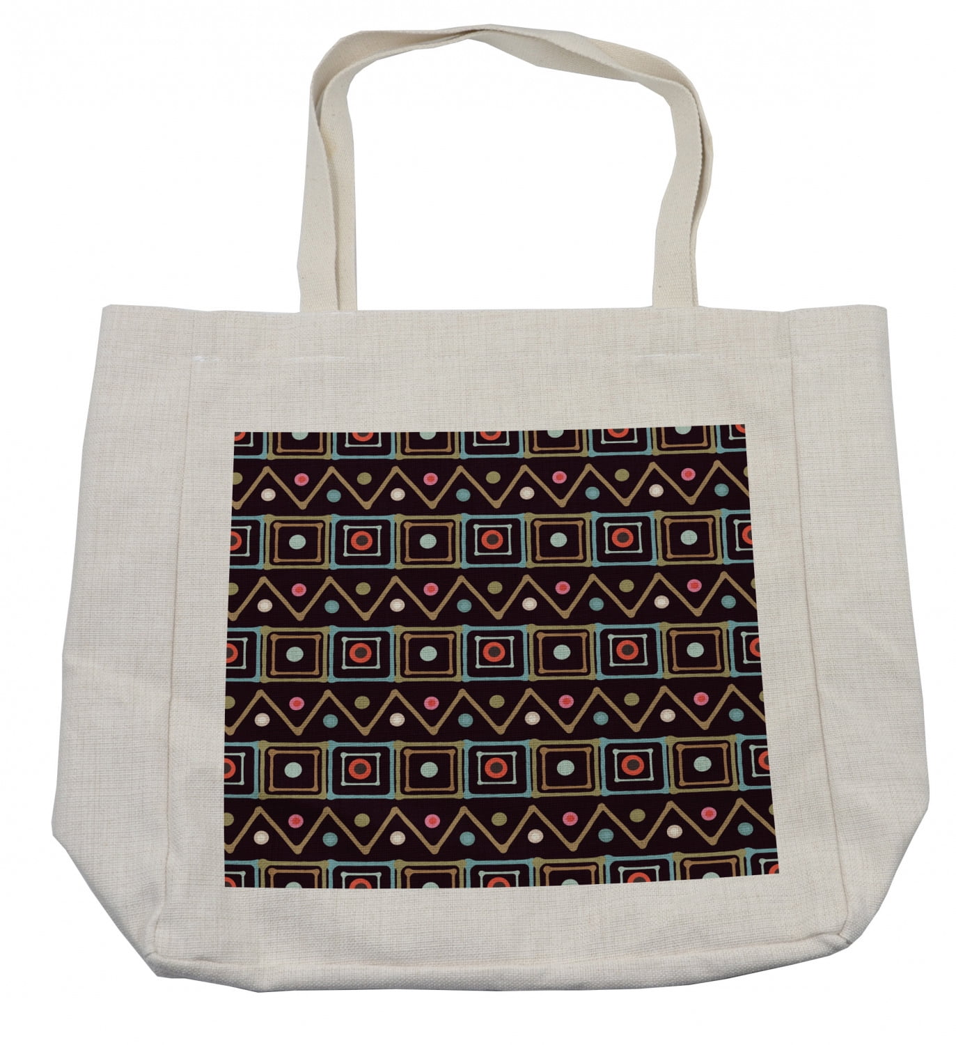 African Shopping Bag, Horizontal Native Borders in Lively Colors ...