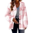 Aellinatey Womens Plaid Shacket Jacket Long Sleeve Button Down Fleece ...