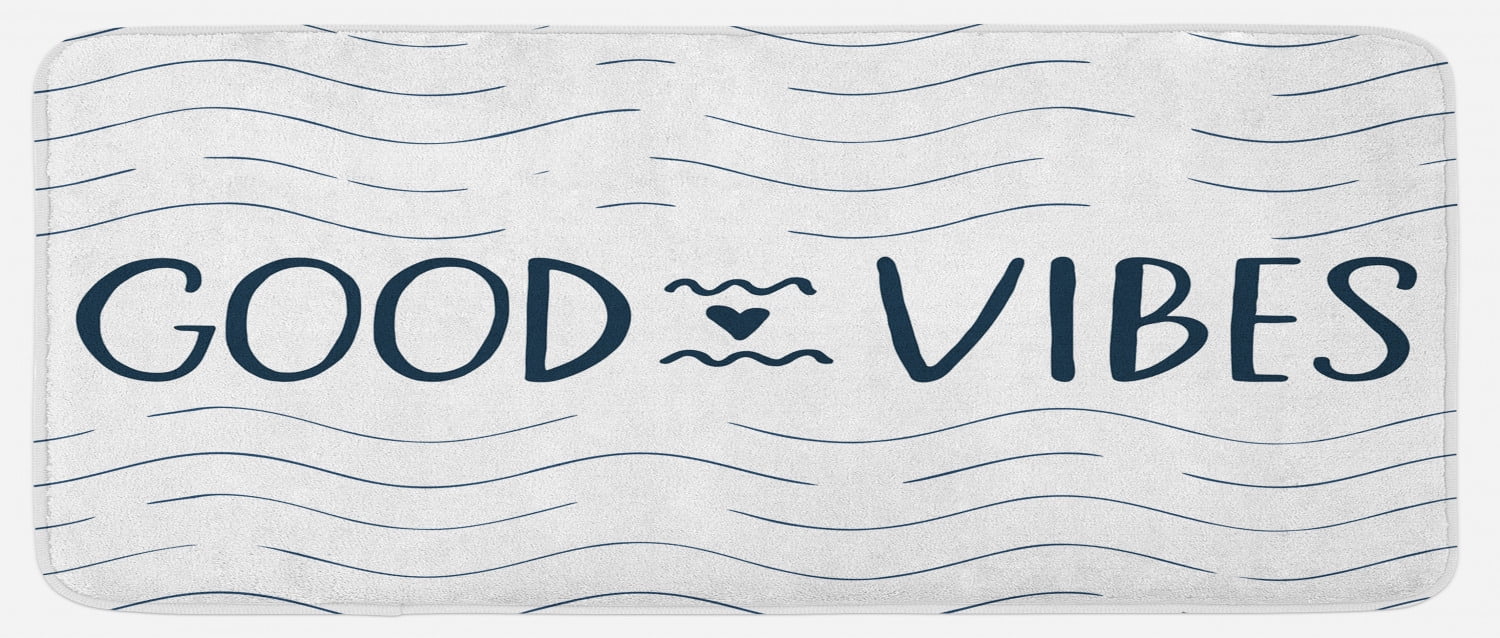 Chill Kitchen Mat, Abstract Sea Inspired Background Waves Modern ...