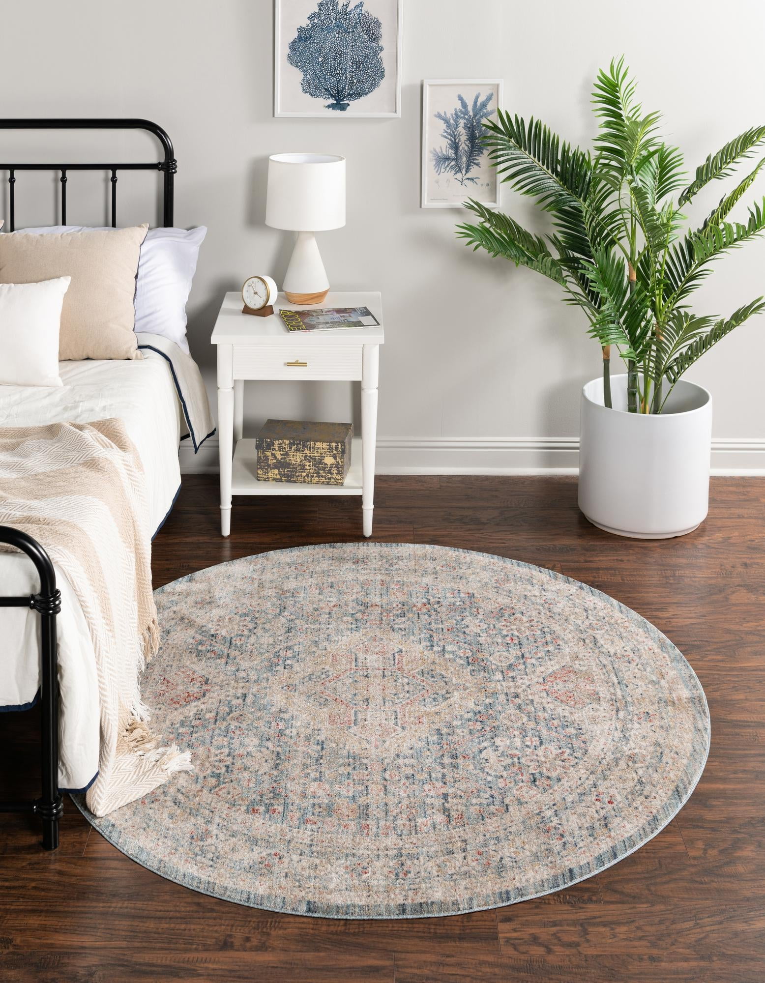 Rugs.com Noble Collection Rug – 3' 3 Round Blue Medium Rug Perfect For ...