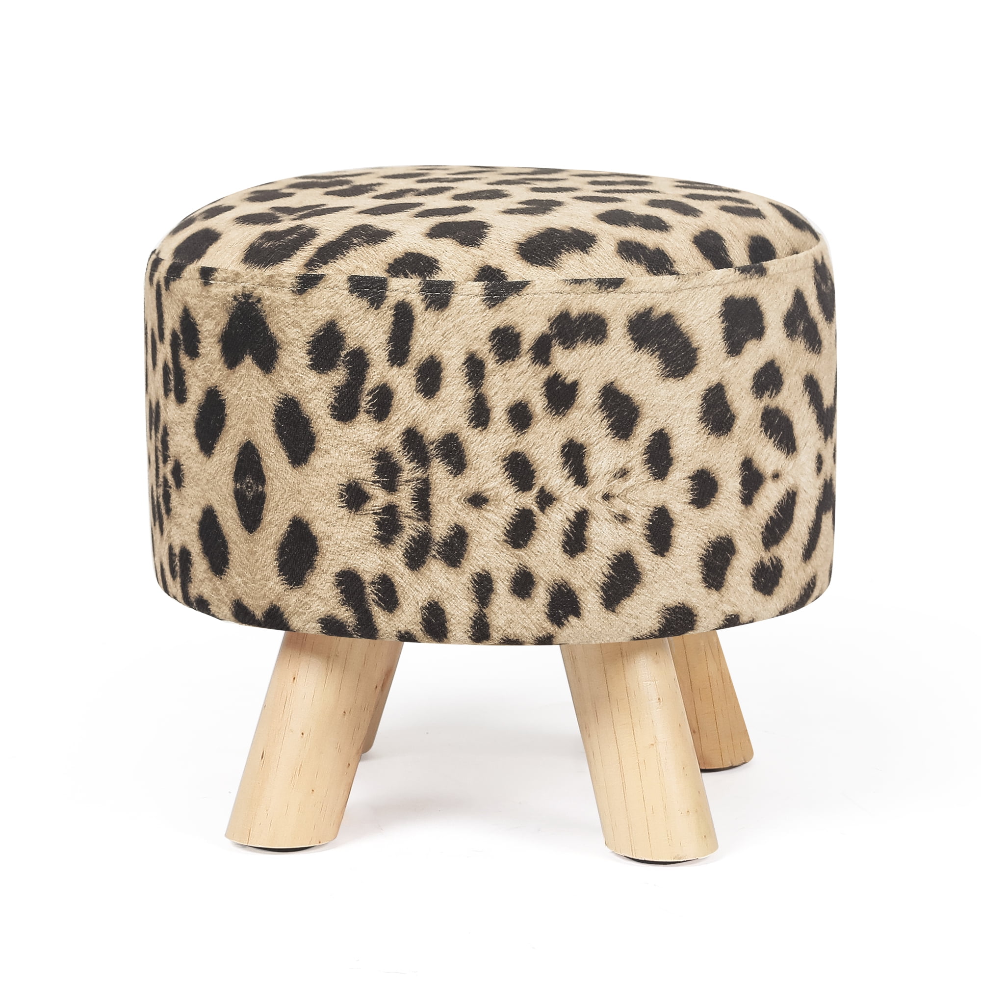 Homebeez Round Fabric Padded Ottoman Foot Rest Stool Wood Sofa Change ...