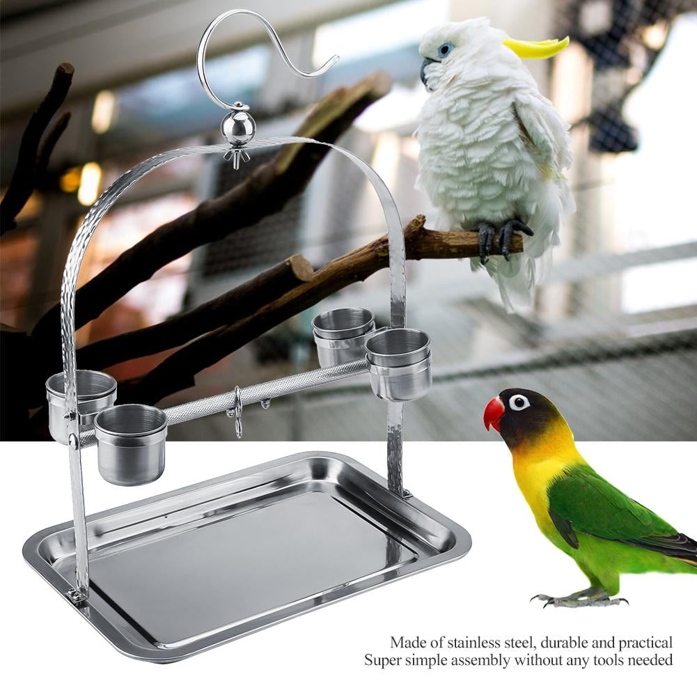 TOPINCN Bird Parrot Stainless Steel Stand Rack Toys Pet Bird Chewing ...