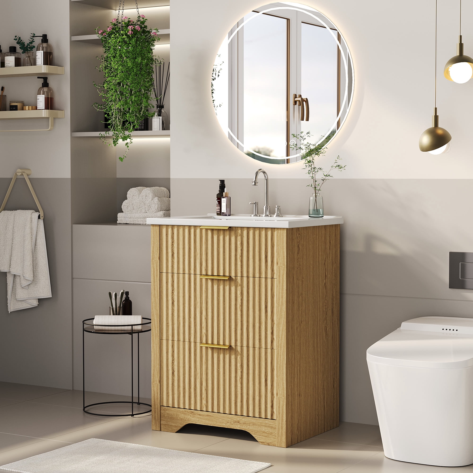 Click here for Garvee 24 Fluted Bathroom Vanity With Sink  Farmho... prices