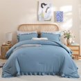 Comforters Queen Size Mineral Blue Comforter Set Queen 3PCS(1 Ruffled ...