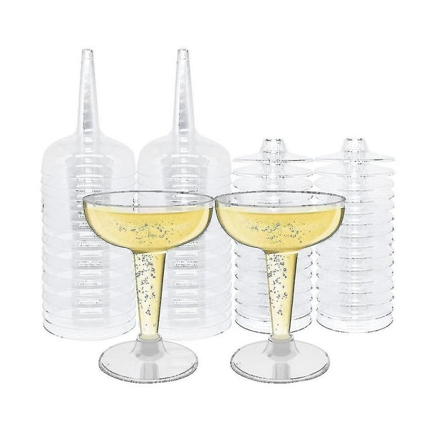 50 Pack Plastic Goblet, 4oz Stem Disposable Martini Glasses For Parties ...