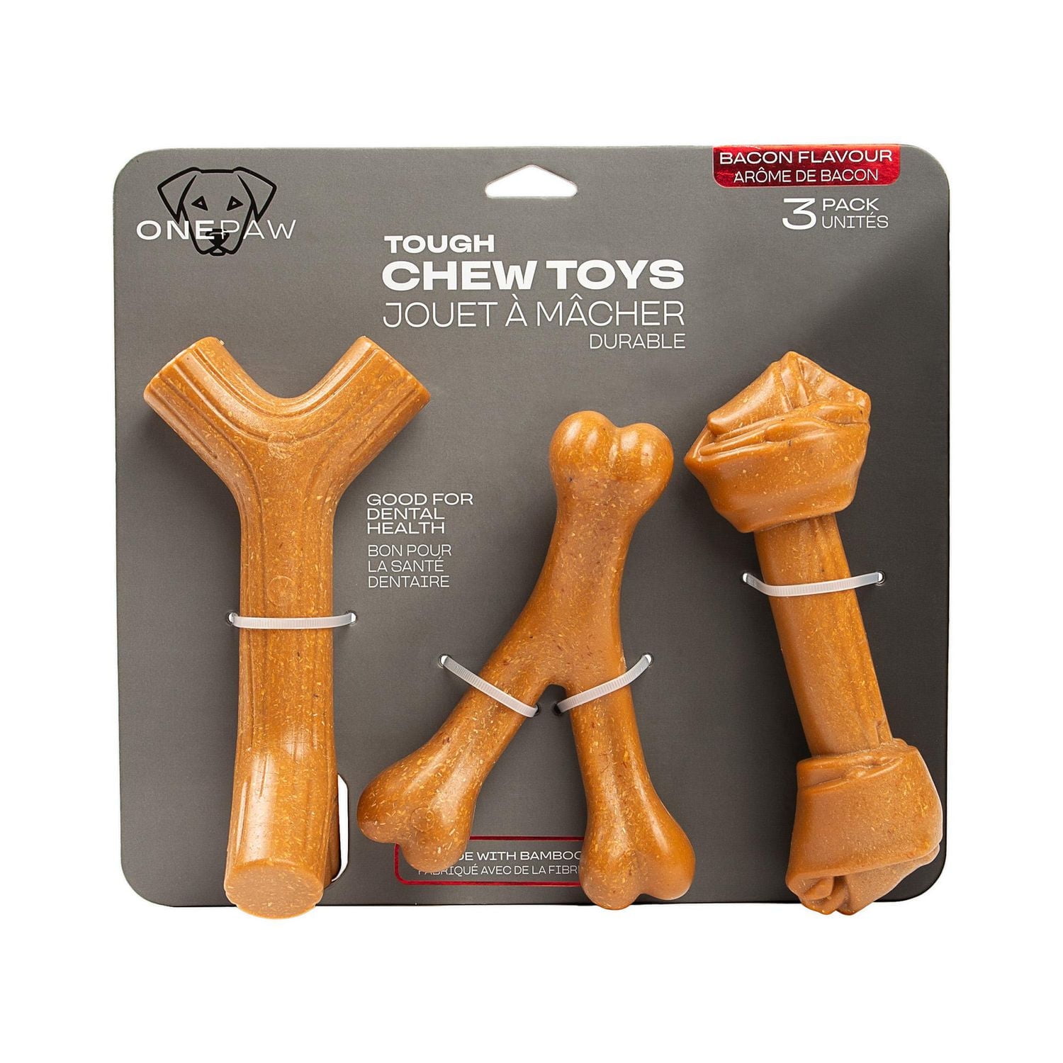 Click here for One Paw  3 Pack Bamboo Fiber Bone Dog Toys  Durabl... prices