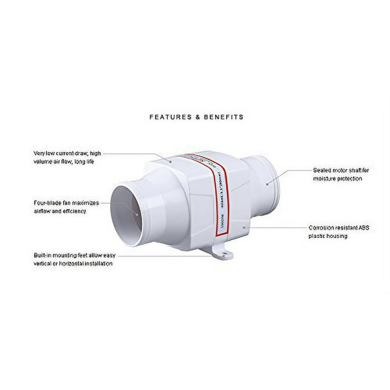 Marine Fan SEAFLO 3 Inch Marine Bilge Blower | 24V 130 CFM Boat ...