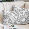 Abstract Gray Leaves Silhouette Throw Pillow Covers, Decorative Pillow ...