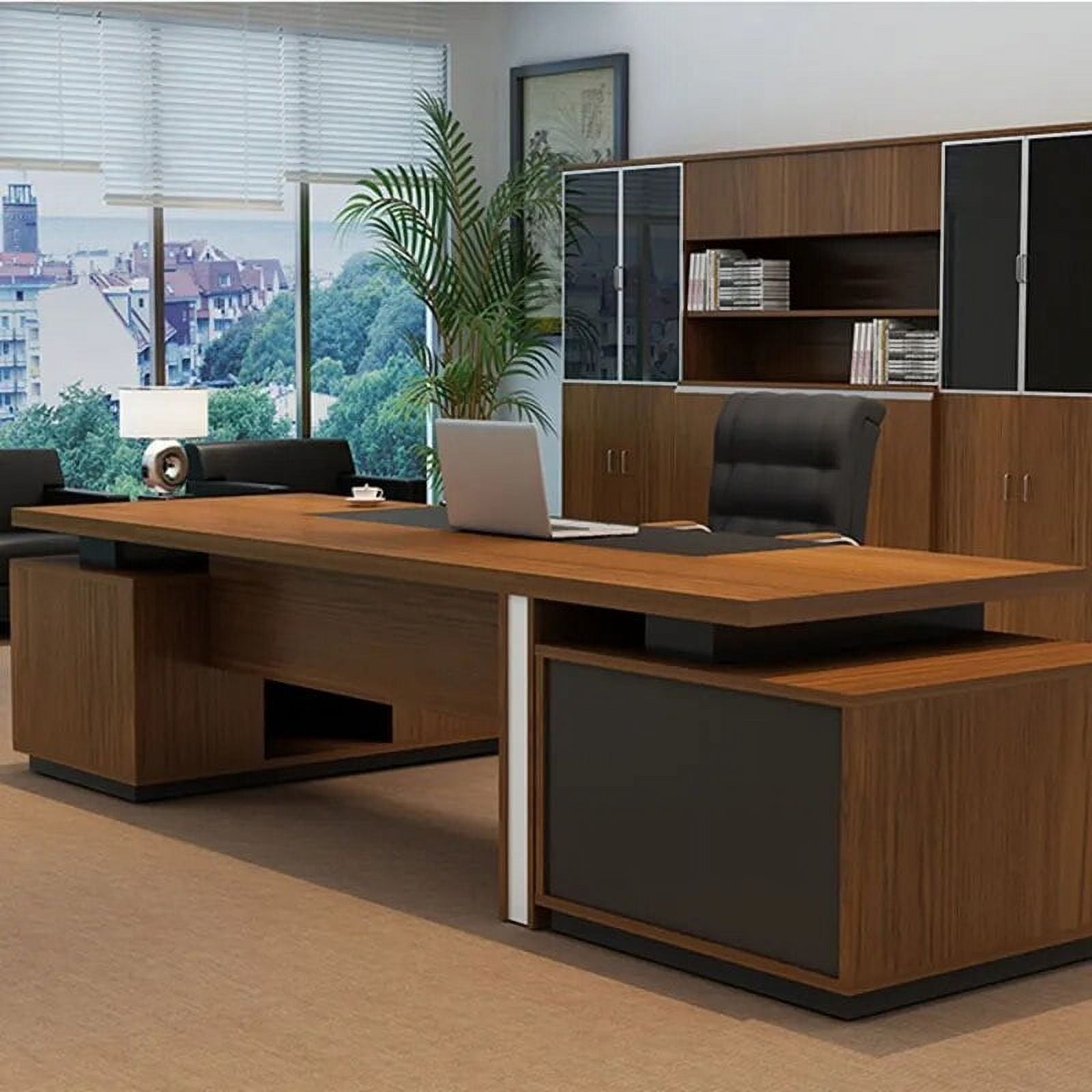 Wooden Console Office Desk Computer Storage Drawers L Shaped Workbench ...