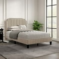 Linen Upholstered Bed Frame, Queen Size Platform Bed with Tufted ...