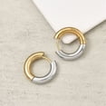 201 Stainless Steel Two Tone Hoop Earrings with 304 Stainless Steel ...