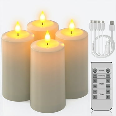 PChero 10pcs Rechargable Taper Candles with Remote Timer&Charging ...