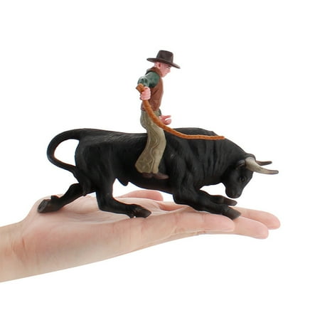 Coolmee Plastic Figure Set Cowboy Male Bullfighter Black Bull Action ...