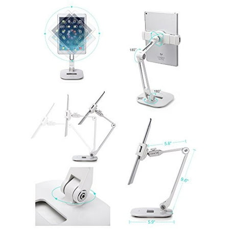 Tablet Stand, AboveTEK Long Arm Aluminum Ipad Stand, Folding with 360 ...