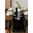 Black Birthday Table Runner 108 Inches, Colorful Confetti Ribbons Polka ...